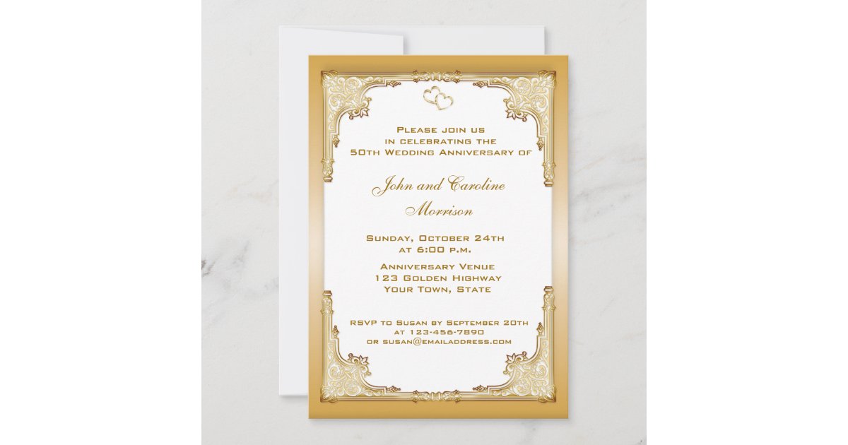 Decorative Gold Border Invitation | Zazzle