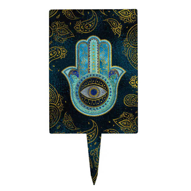 Decorative Hamsa Hand with paisley background Cake Topper | Zazzle