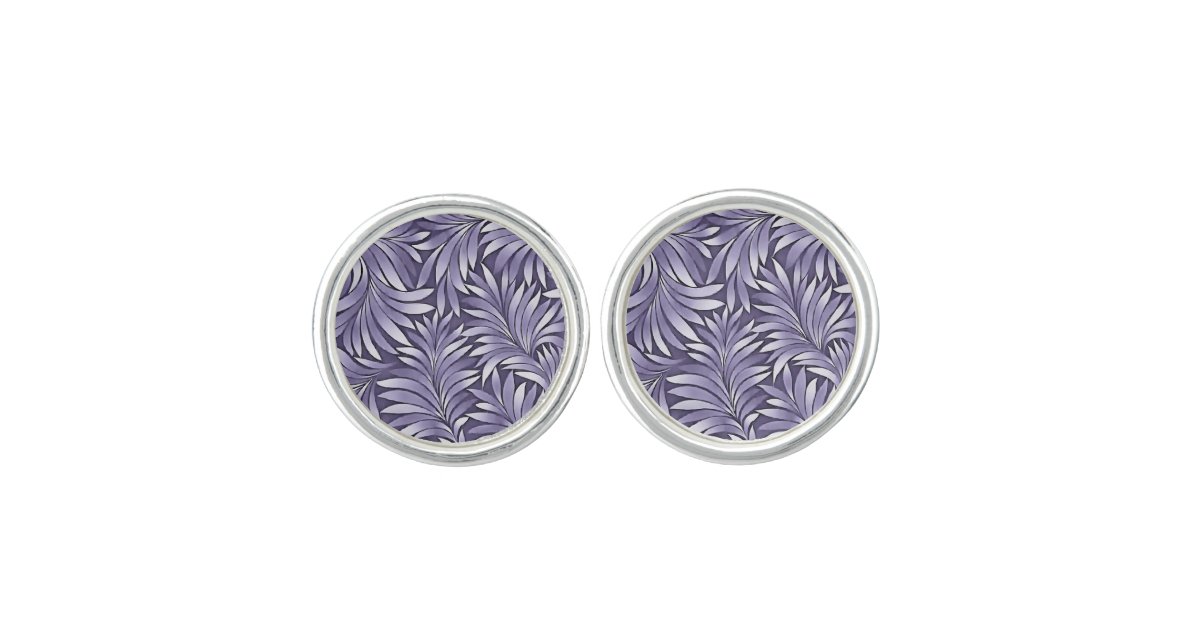 Decorative Leaves in Amethyst and White Cufflinks | Zazzle