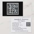 Decorative Letter "B" Woodcut Woodblock Inital Business Card | Zazzle