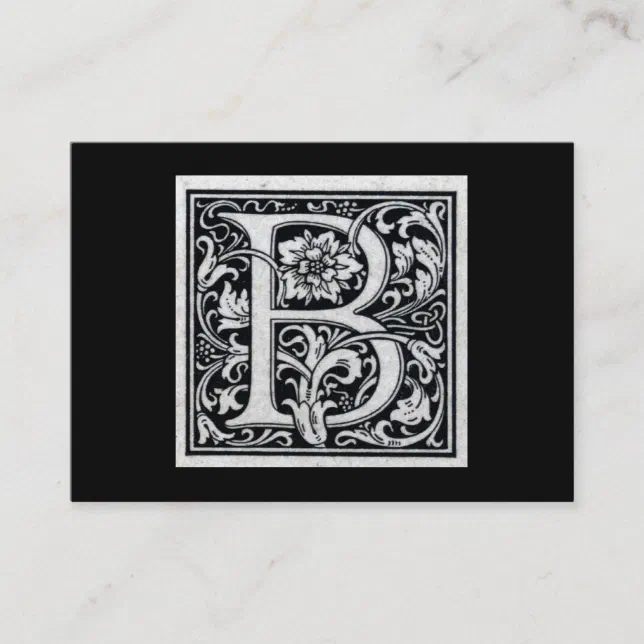 Decorative Letter "B" Woodcut Woodblock Inital Business Card | Zazzle