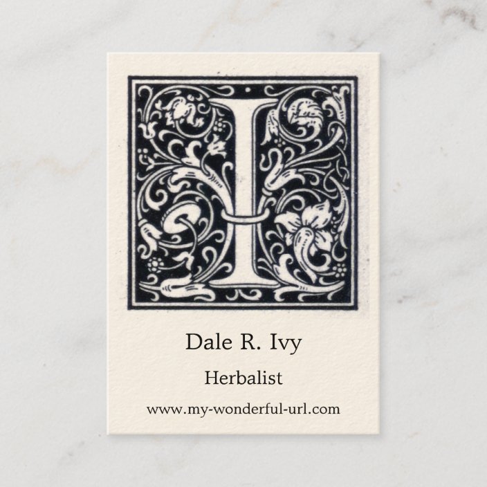 Decorative Letter "I" Woodcut Woodblock Initial Business Card | Zazzle.com