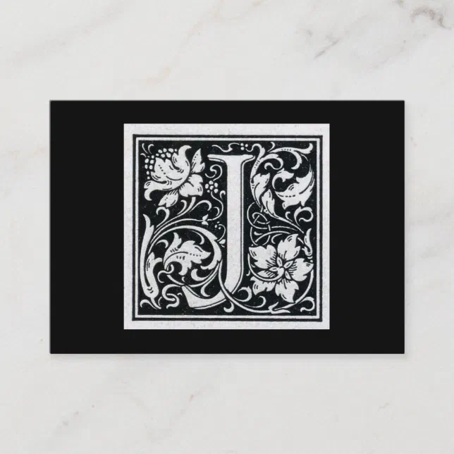 Decorative Letter "J" Woodcut Woodblock Initial Business Card | Zazzle