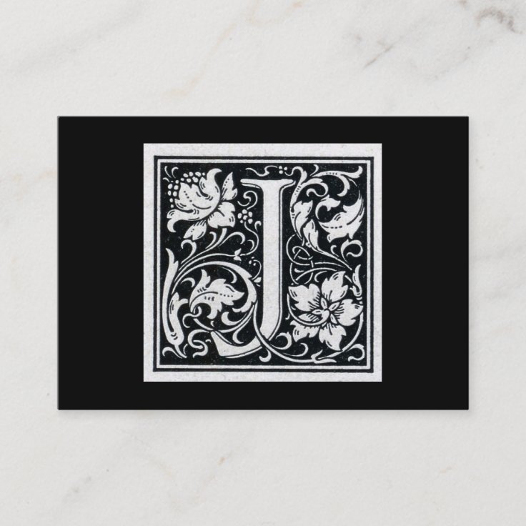 Decorative Letter "J" Woodcut Woodblock Initial Business Card | Zazzle