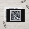 Decorative Letter "K" Woodcut Woodblock Initial Business Card | Zazzle