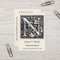 Decorative Letter "N Woodcut Woodblock Initial Business Card | Zazzle