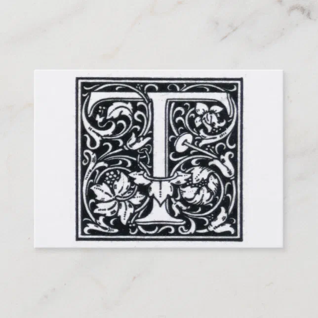 Decorative Letter "T" Woodcut Woodblock Initial Business Card | Zazzle