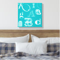 Decorative Letters on Blue Background Canvas Print | Zazzle