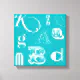 Decorative Letters on Blue Background Canvas Print | Zazzle