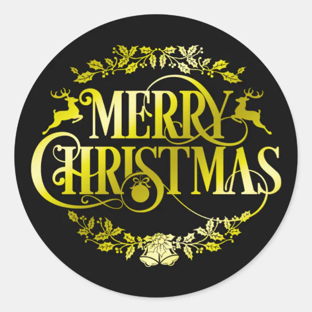 Decorative Merry Christmas Classic Round Sticker | Zazzle