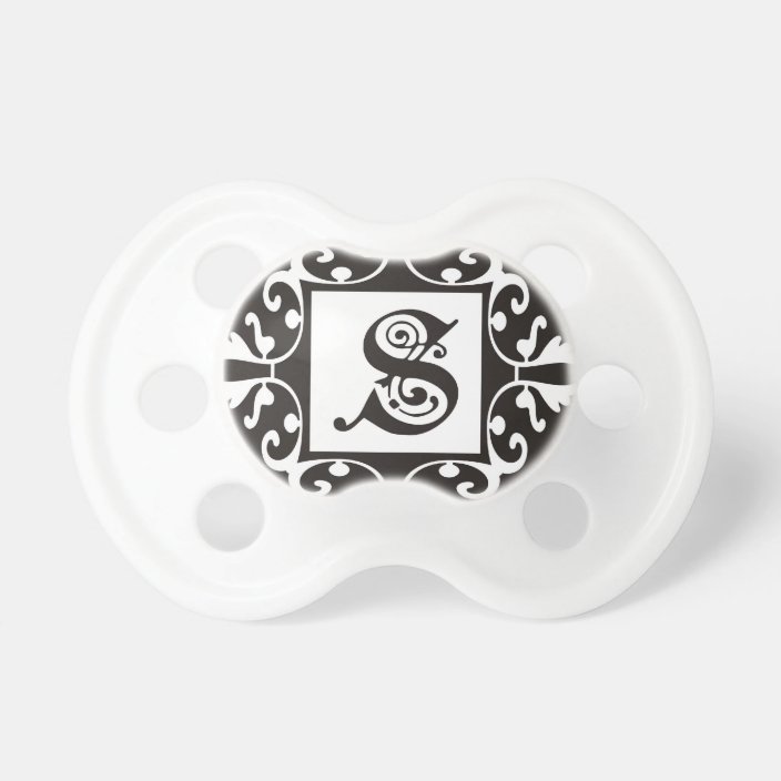 Decorative Monogrammed Initial S Black And White Pacifier | Zazzle.com