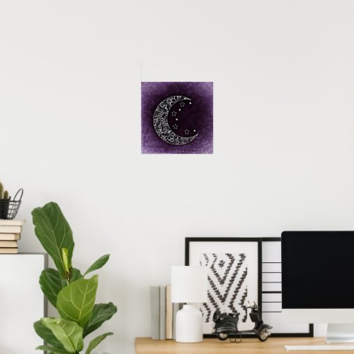 Decorative Moon and Stars Poster | Zazzle