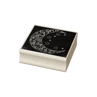 Decorative Moon and Stars Rubber Stamp | Zazzle