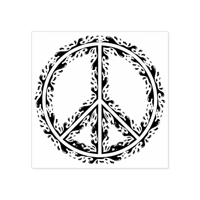 Decorative Peace Sign Rubber Stamp | Zazzle.com