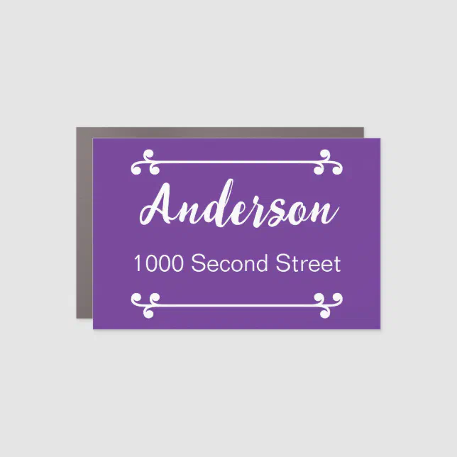 Decorative Purple Name Street Address Mailbox Car Magnet | Zazzle