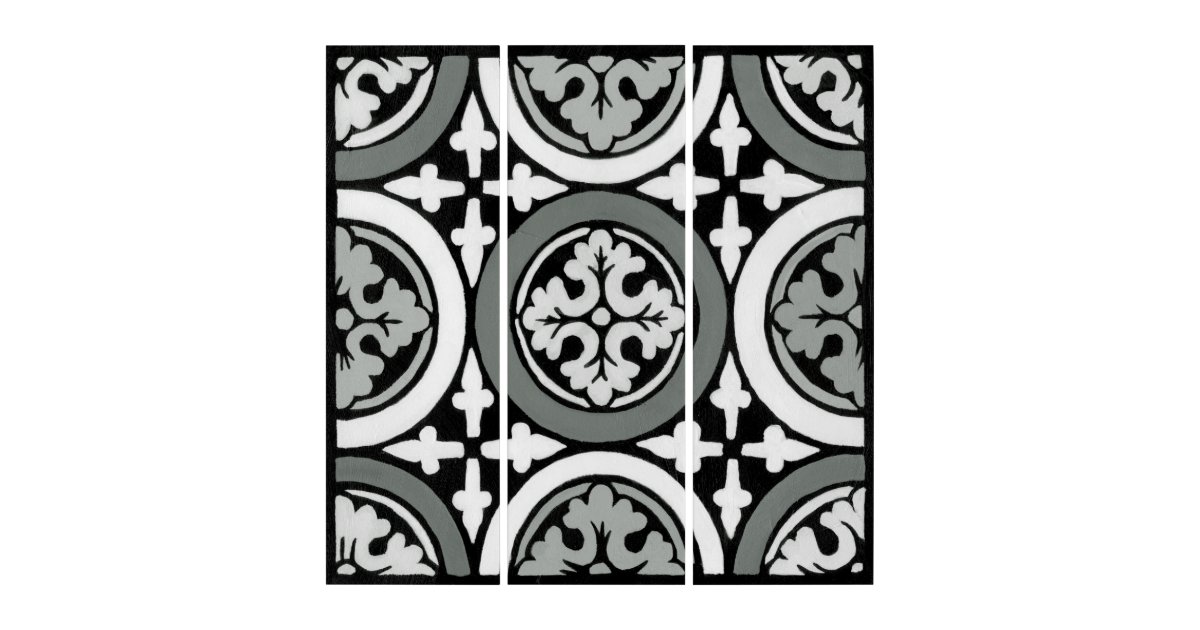 Decorative Renaissance Rosette Tile Design Triptych | Zazzle