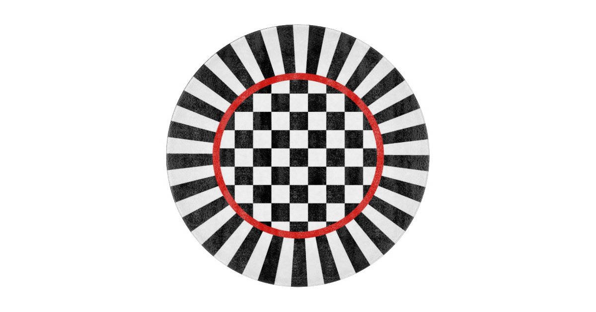 Decorative Round Jester Check Glass Cutting Board | Zazzle.com
