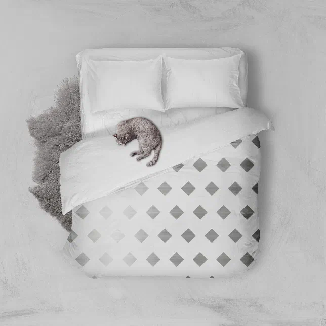 Decorative Silver Gray White Diamond Pattern Duvet Cover | Zazzle