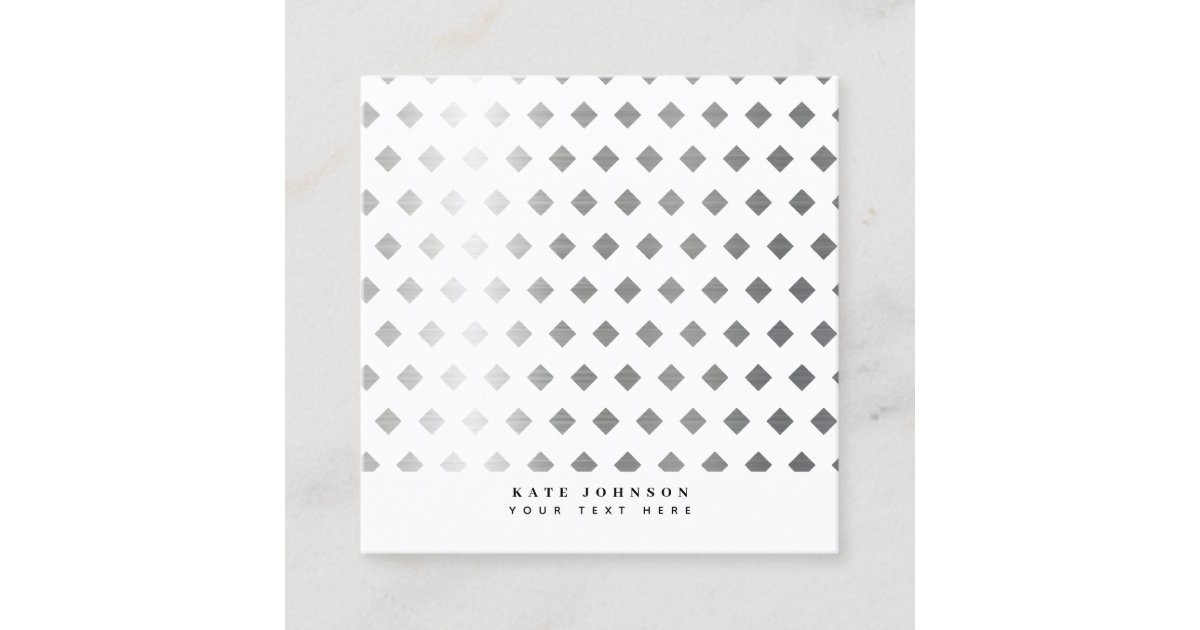Decorative Silver Gray White Diamond Pattern Square Business Card | Zazzle