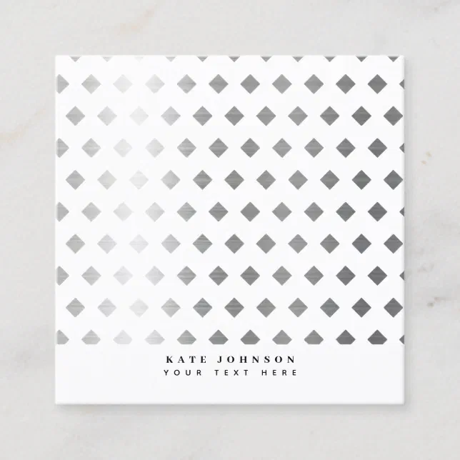 Decorative Silver Gray White Diamond Pattern Square Business Card | Zazzle