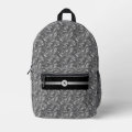 Decorative Silver Grey & Black Personalized Printed Backpack | Zazzle