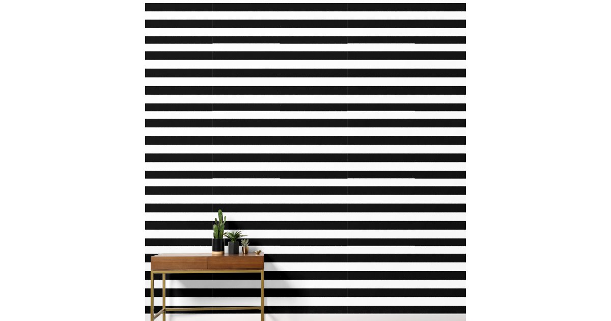 Decorative Striped Black & White Stripes Pattern Wallpaper | Zazzle