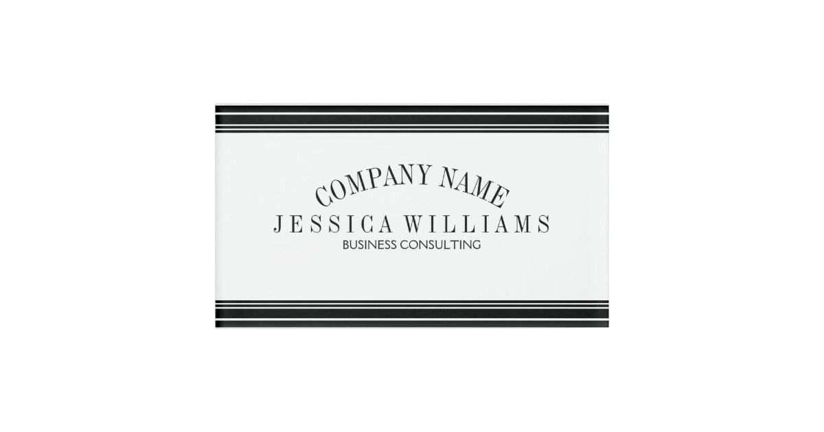 Decorative Stripes In Black On White Stripes Name Tag | Zazzle