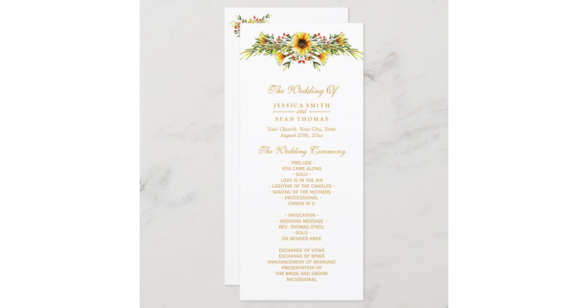 Decorative Summer Flowers Wedding Program | Zazzle