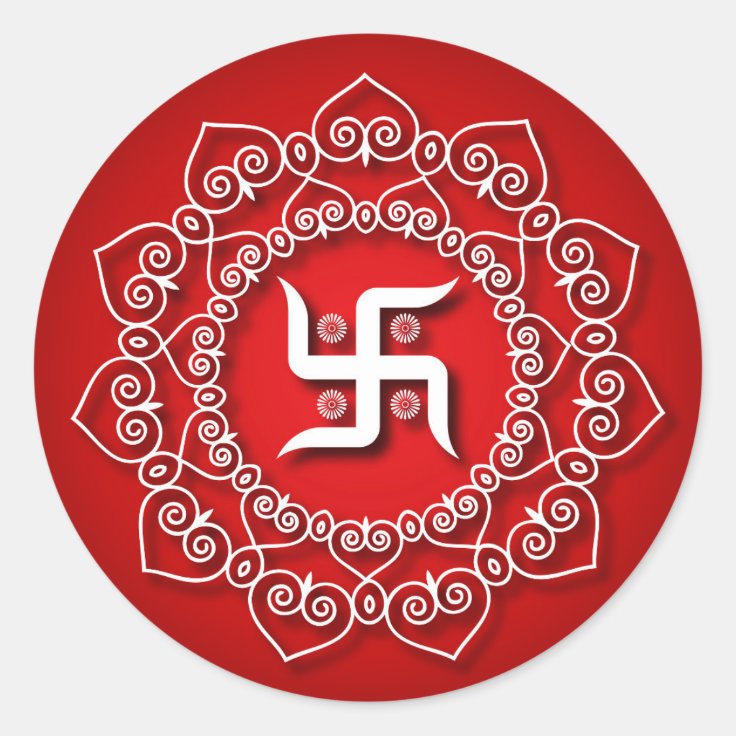 Decorative Swastika Design Classic Round Sticker | Zazzle