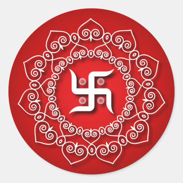 Decorative Swastika Design Classic Round Sticker | Zazzle