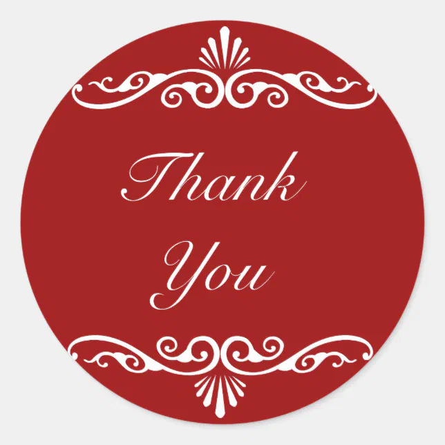 Decorative Thank You Classic Round Sticker | Zazzle