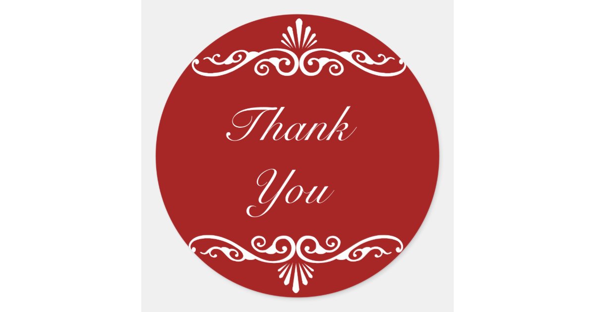 Decorative Thank You Classic Round Sticker | Zazzle