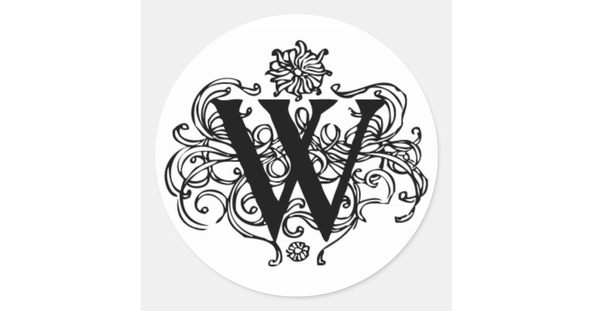 Decorative W Initial Sticker | Zazzle