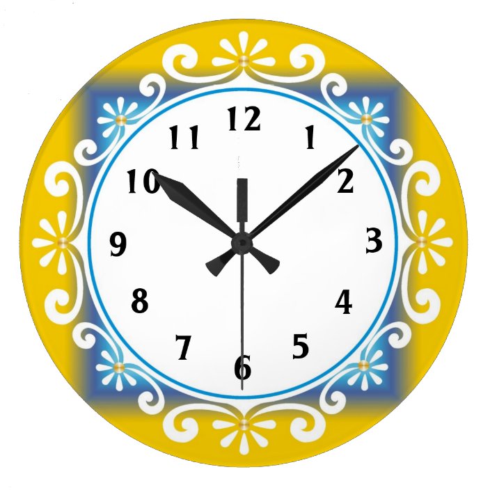 Decorative Wall Clock::Yellow Frame Large Clock | Zazzle.com