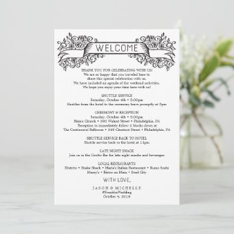 Decorative Wedding Itinerary - Wedding Welcome Program | Zazzle