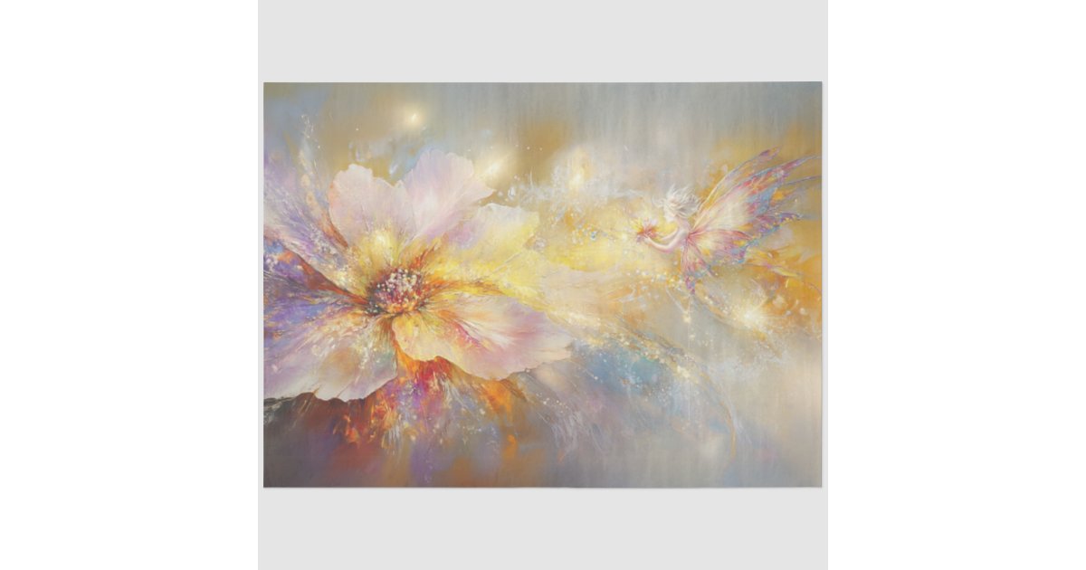 Decoupage Abstract Painting Flower & Fairy Tissue Paper | Zazzle