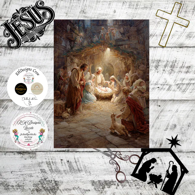 Decoupage Baby Jesus Nativity Scene Tissue Paper | Zazzle