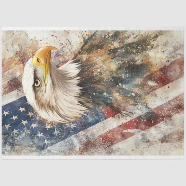 Decoupage Bald Eagle American Flag Pride Tissue Paper | Zazzle