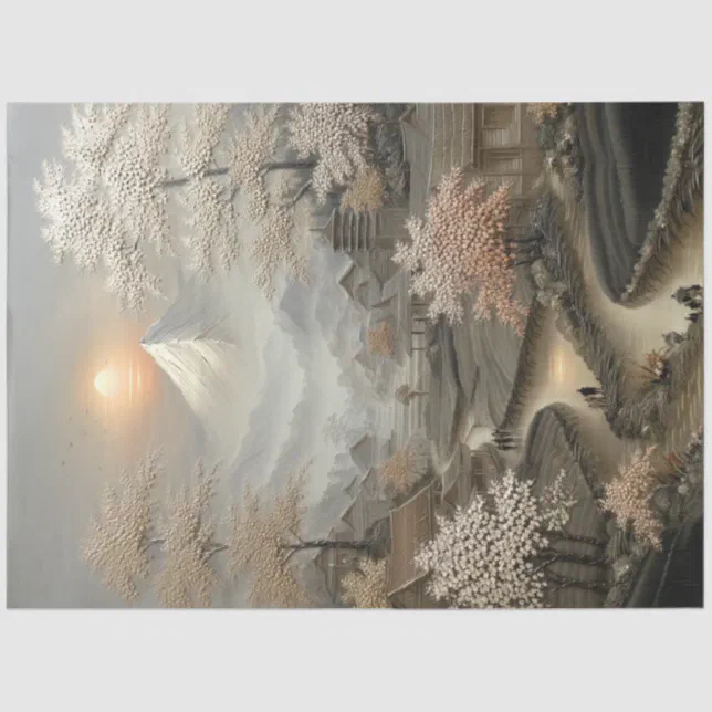 Decoupage Chinese Village Mount Fuji Tissue Paper | Zazzle