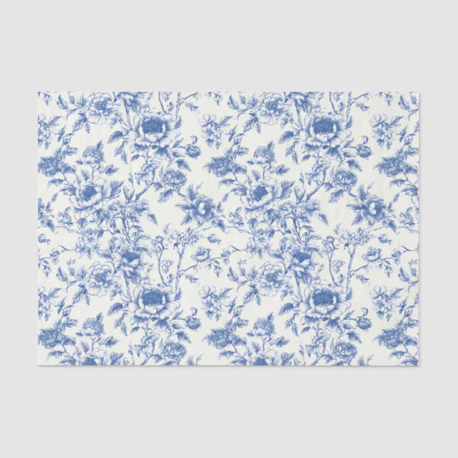Decoupage Chinoiserie Blue Floral Birthday Shower Tissue Paper | Zazzle