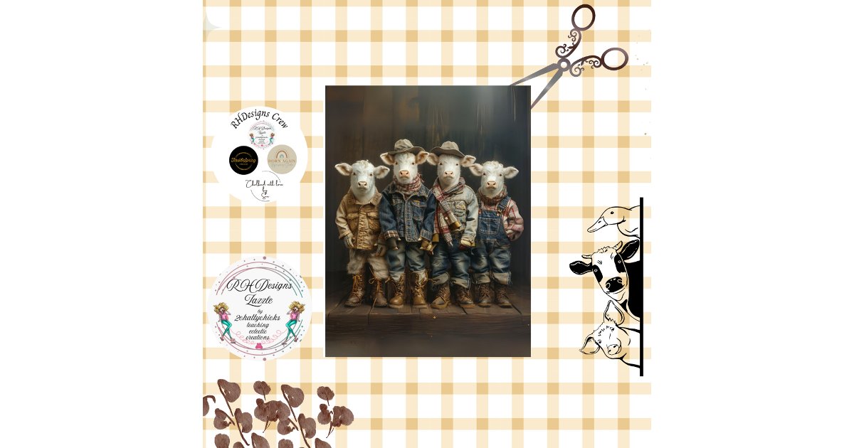 Decoupage Country Farm Family Cows Tissue Paper | Zazzle