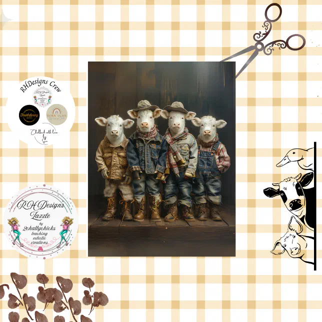 Decoupage Country Farm Family Cows Tissue Paper | Zazzle