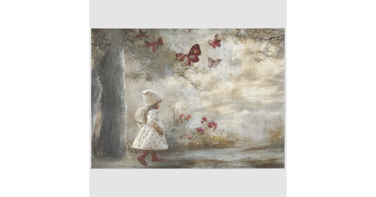 Decoupage Custom Fairytale Storybook Little Girl Tissue Paper | Zazzle
