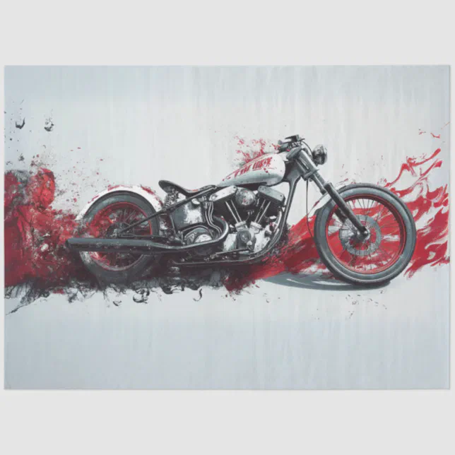 Decoupage Custom Motorcycle Black White Fat Line Tissue Paper | Zazzle
