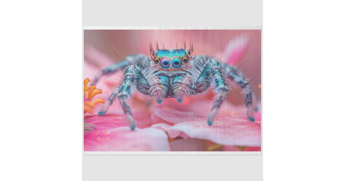 Decoupage Exotic Vibrant Colored Blue Spider Tissue Paper | Zazzle