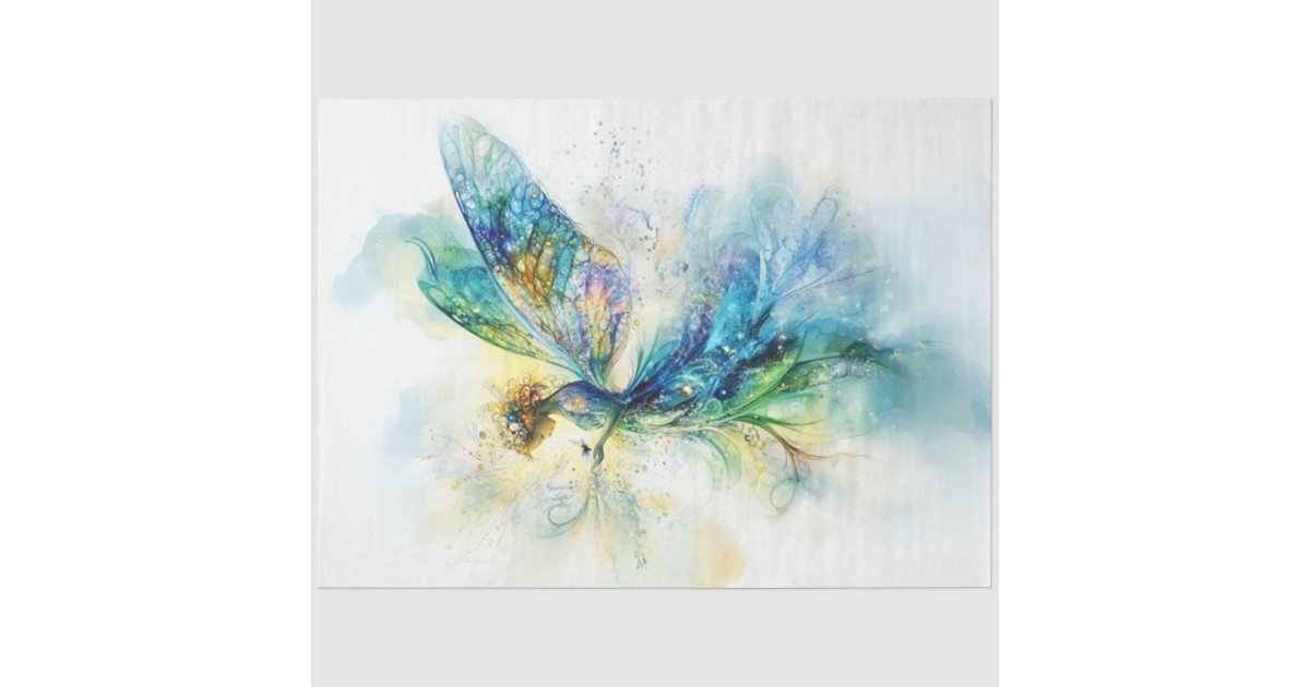 Decoupage Fantasy Watercolor Fairy Tissue Paper | Zazzle
