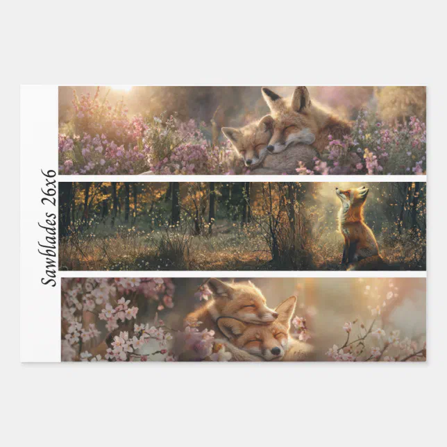 Decoupage Fox Forest Scenes Handsaw Panels Wrapping Paper Sheets | Zazzle