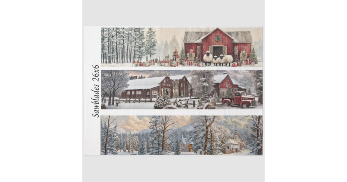 Decoupage Handsaw Papers Red Barn, Church, Truck Tissue Paper | Zazzle