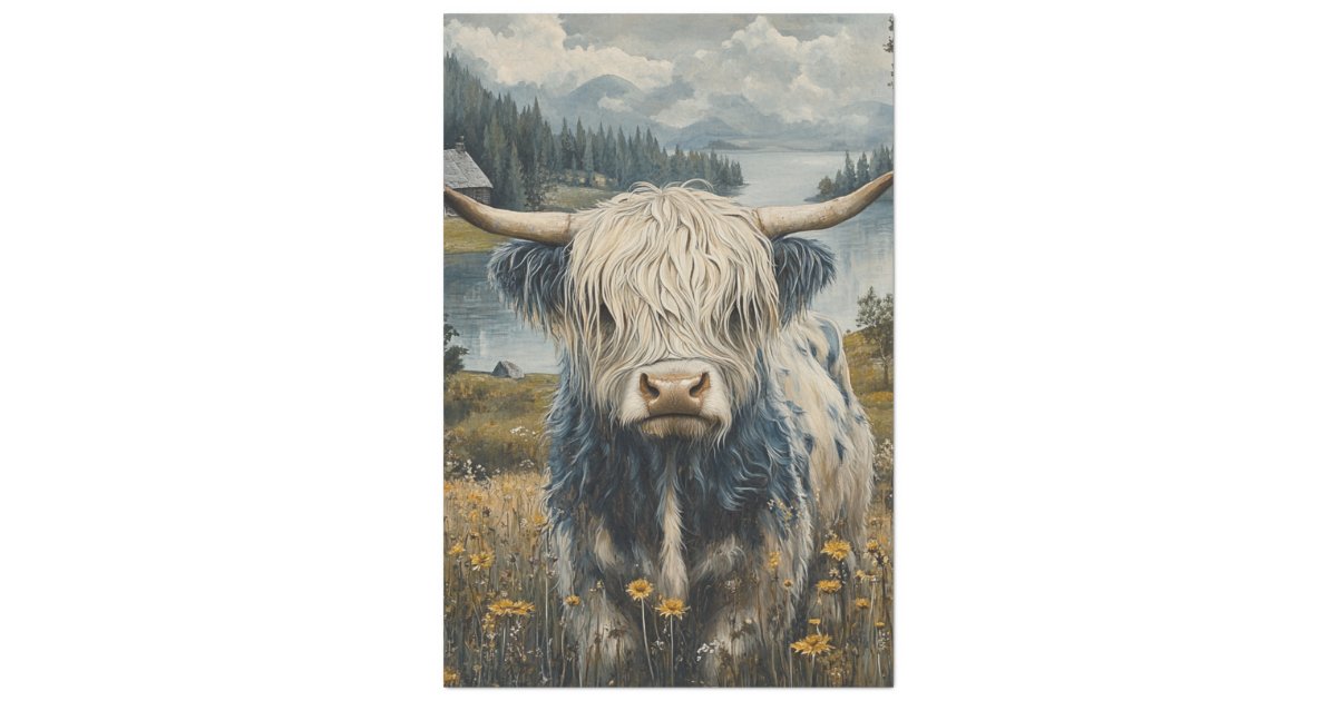 Decoupage Highland Cow Countryside Tissue Paper | Zazzle