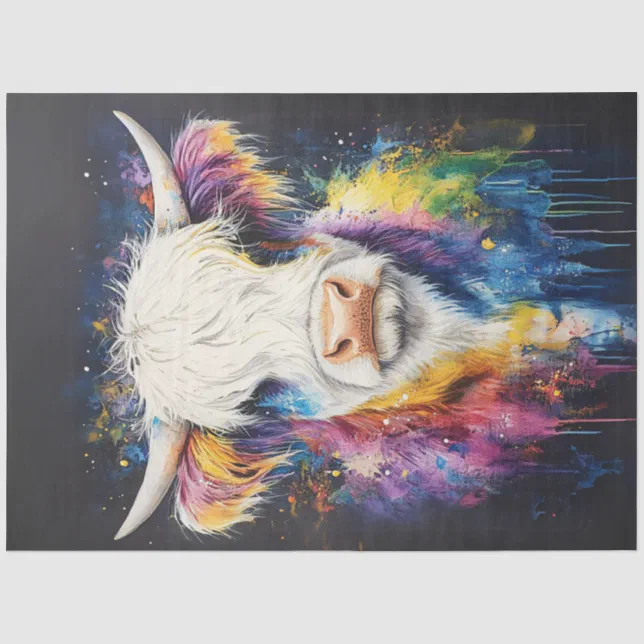 Decoupage Highland Cow Splash Vibrant Colors Tissue Paper | Zazzle
